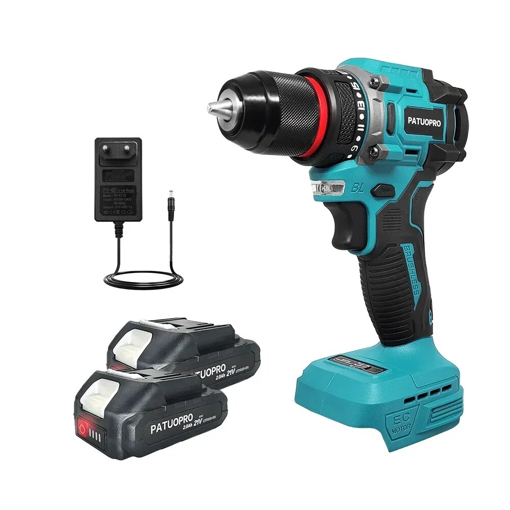 Беспроводная дрель PT-CLUB 10 мм 18В 2PCS 2.0Ah Battery