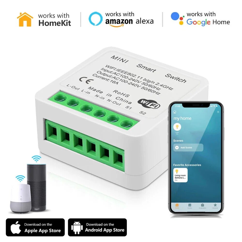 Умный выключатель SZKOSTON ZigBee Wi-Fi 16А 1Pcs HomeKit Version