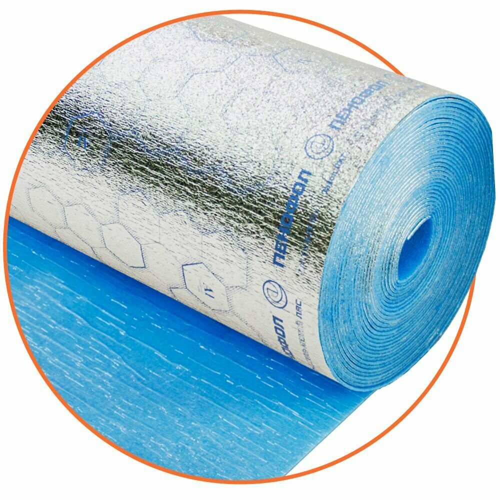 Утеплитель пенофол 2000 ТИП С3, 10м х 60 см, Толщина 3 мм, вспененный фольгированный самоклеящийся