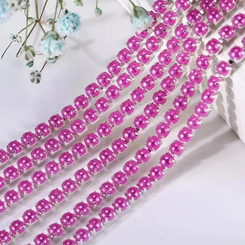Цепочка из жемчуга Rose red, сиреневый цвет