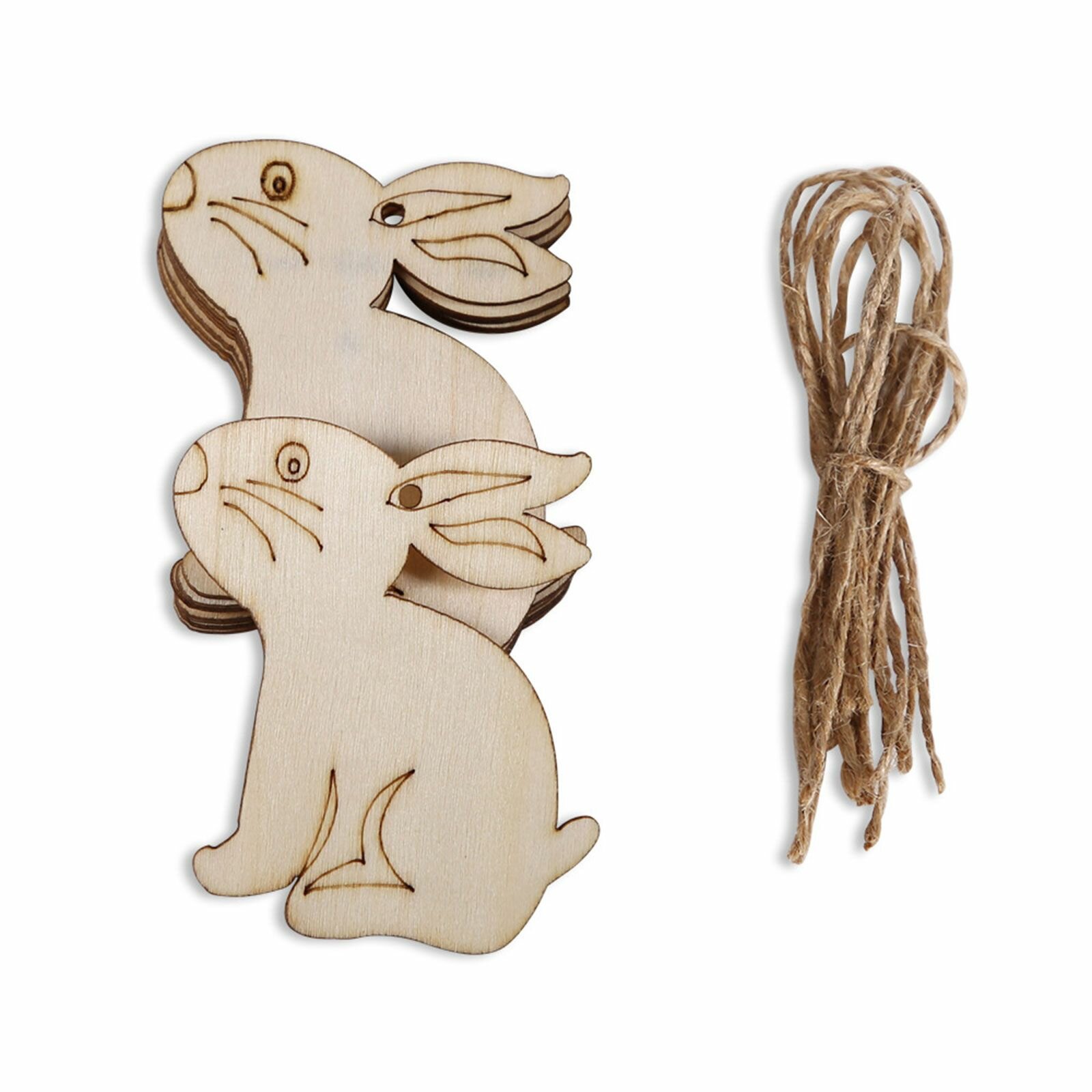 1 упаковка из 10 пасхальных поделок для детей, декоративная подвеска с ручной росписью -сидящий и лежащий кролик