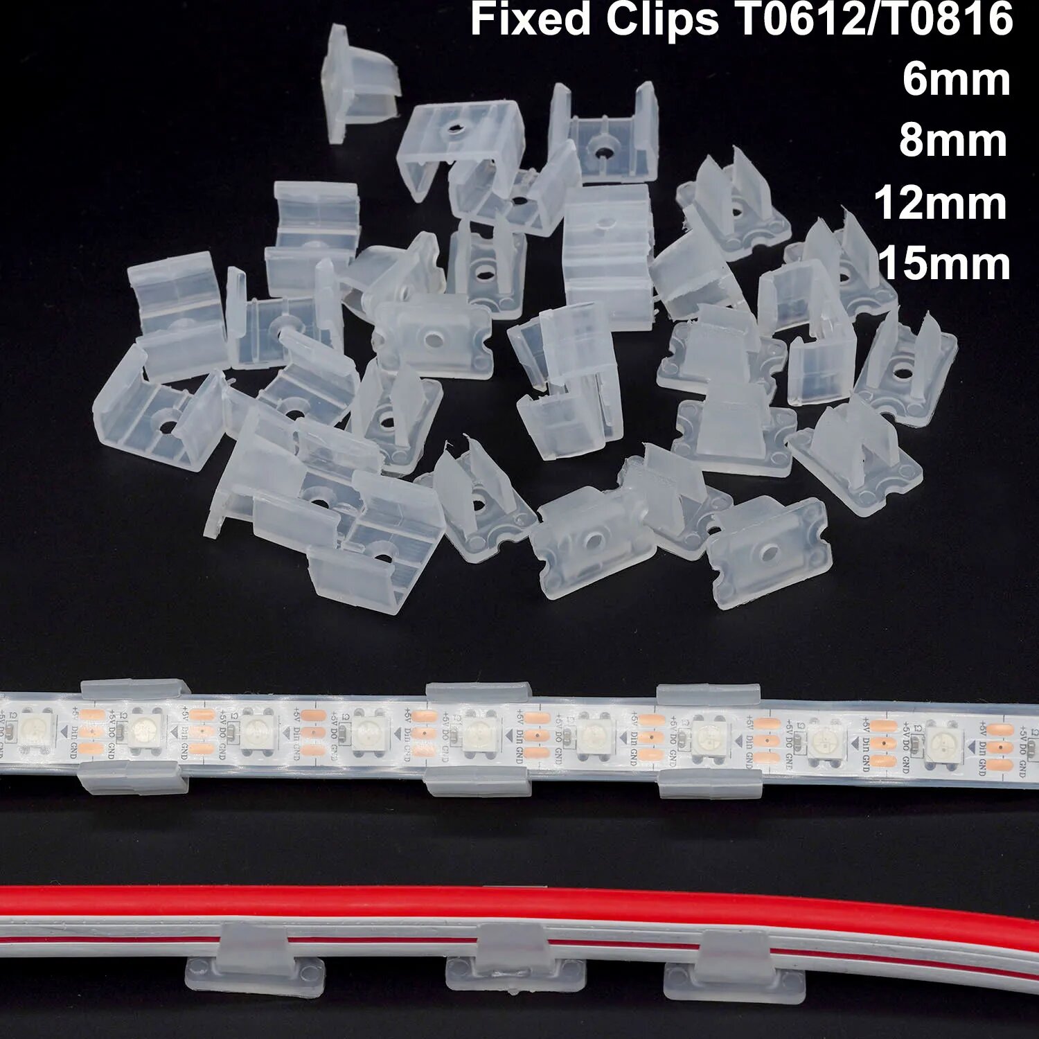 Светодиодная лента неоновая 50шт, цвет 6mm Fix Clip