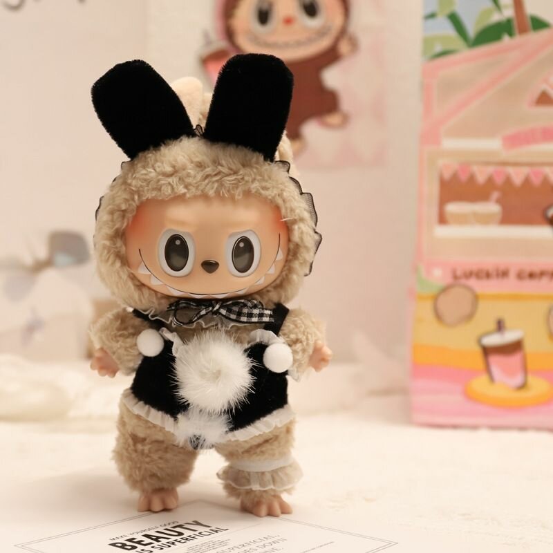 Одежда для кукол labubu Костюм девочки-зайчика (4 штук) (Подходит для кукол ростом 17 см)