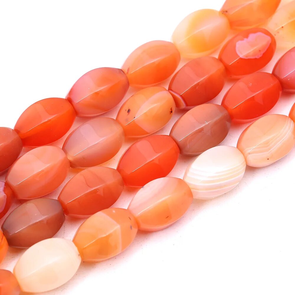 Бусины из агата 10х14 мм Оранжевый, Red agate
