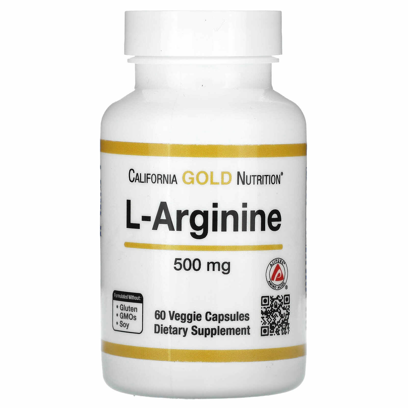 Аминокислота California Gold Nutrition L-Arginine 500mg, нейтральный, 60 шт.