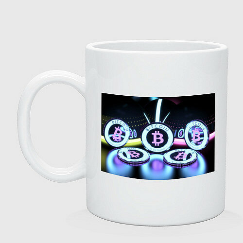 Неоновый светящийся биткоин Керамическая кружка