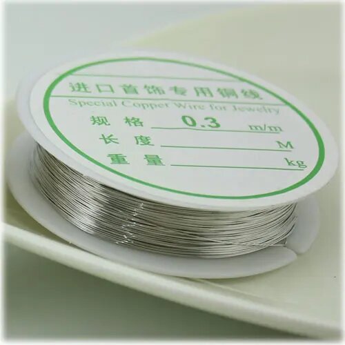 Медная проволока для бижутерии, 0.3 мм, silver 03, 20M