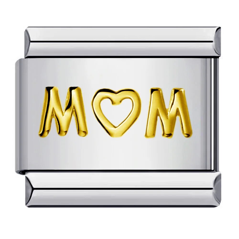Браслет-шарм MOM с сердцем, сталь, цвет ICY606