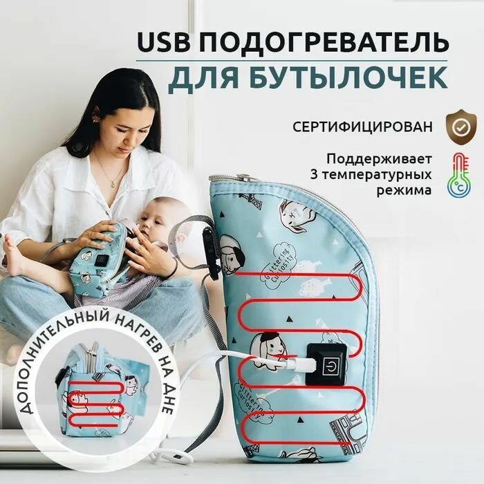 Портативный подогреватель для детских бутылочек USB, автомобильный нагреватель смеси, термочехол сумка с подогревом питания для автомобиля. -jua