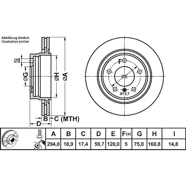 ATE 24.0119-0108.1 (230704 / 230704 / 24011901081) диск торм BMW (БМВ) e46 98- зад вент 294x19