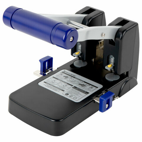 Дырокол металлический мощный BRAUBERG "EXTRA Heavy duty", до 110 листов, черно-синий, 272721