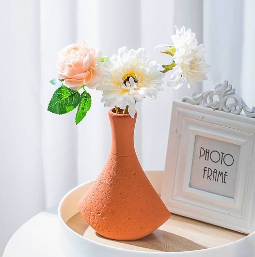 Ваза , высота 23.8*18.3 см, покрытая керамической глазурью, Home Decor Оранжевый