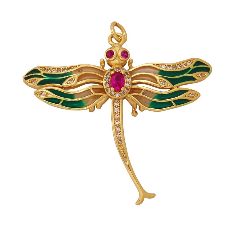 Позолоченная подвеска-бабочка-стрекоза Jumbo Beadsfeeder M386246-Green