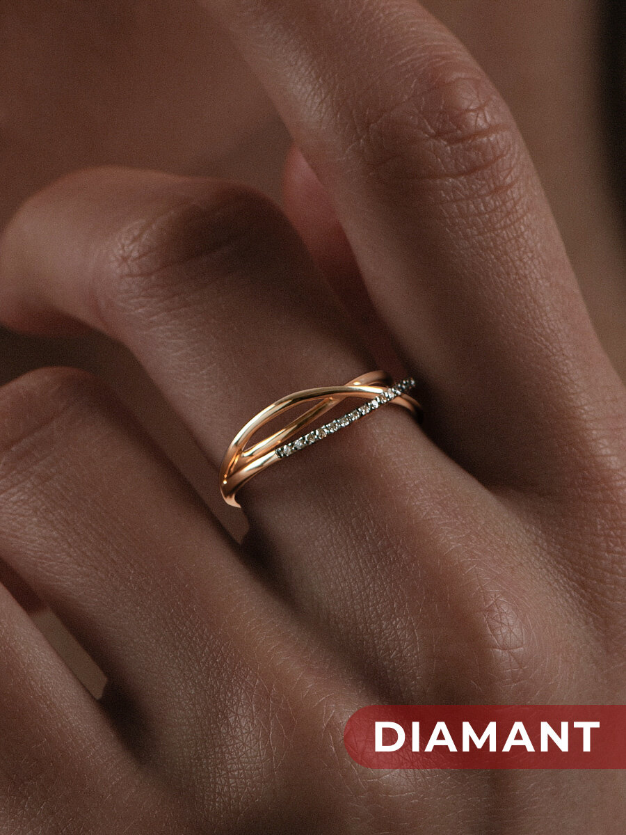 Кольцо, красное золото, 585 проба, бриллиант