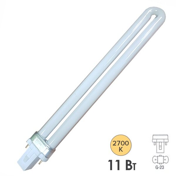 1шт/уп. Лампа Люминесцентная 11Вт S-2P G23 230В 900Лм 2700К Свет Теплый белый 237х34мм Foton Lighting, уп. 1шт