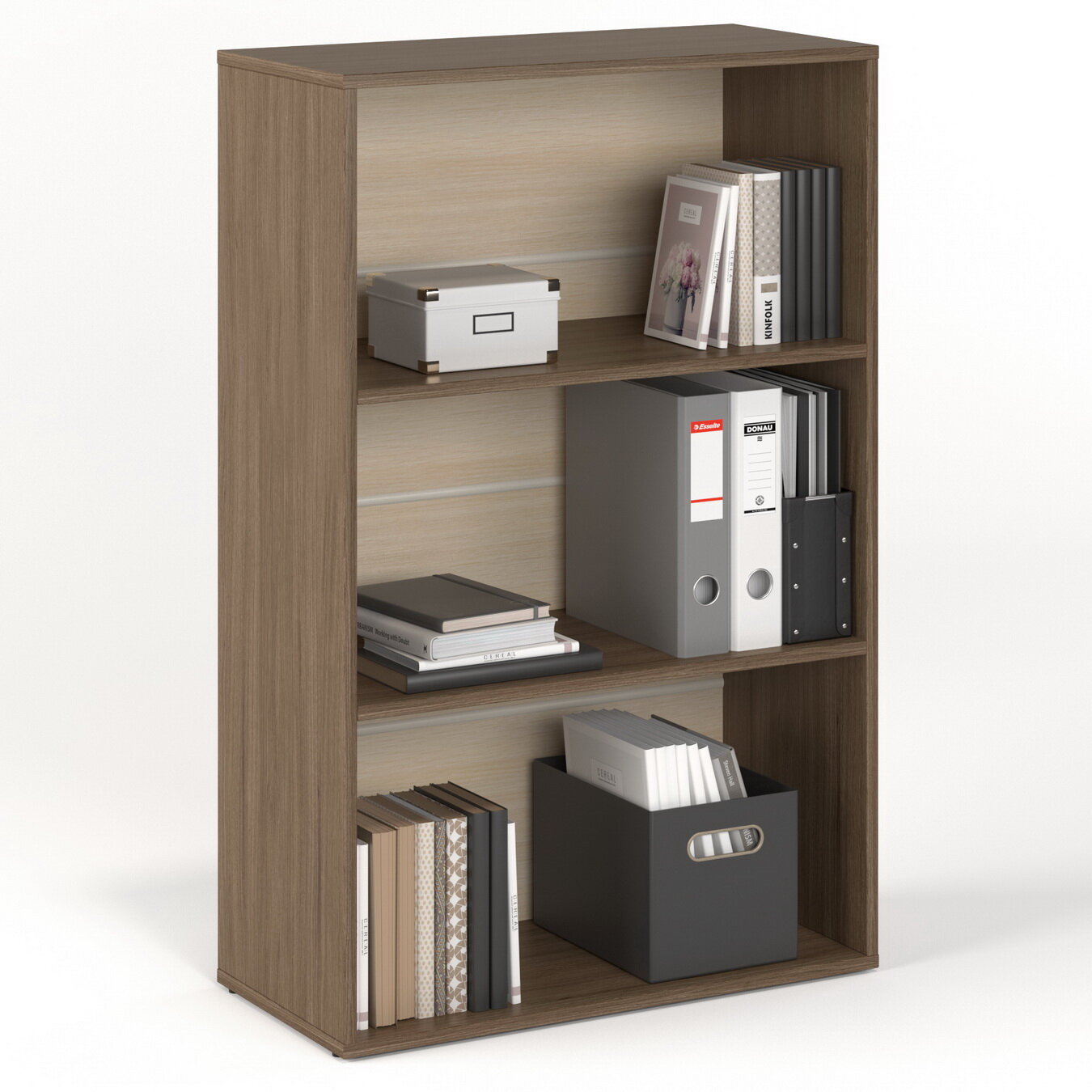 Стеллаж БАНГА-12 Ясень темный, открытый для книг, (ВхШхГ) 108х69,8х32,6 см, ЛДСП