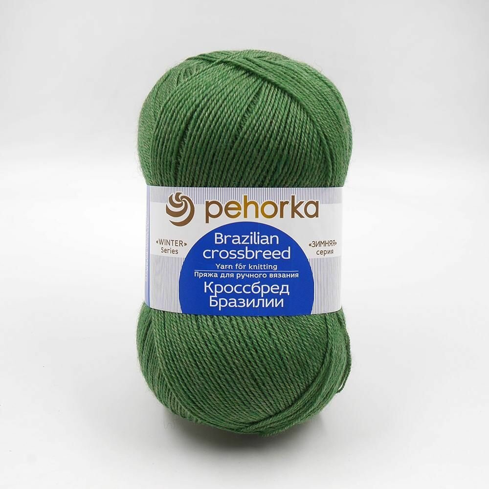 Пряжа Пехорка Кроссбред Бразилии 117 киви (100г/500м, упаковка 5 мотков)