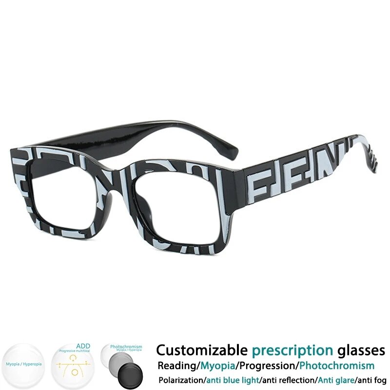 Женские квадратные очки из пластика, цвет оправы Presbyopia350, линзы Black