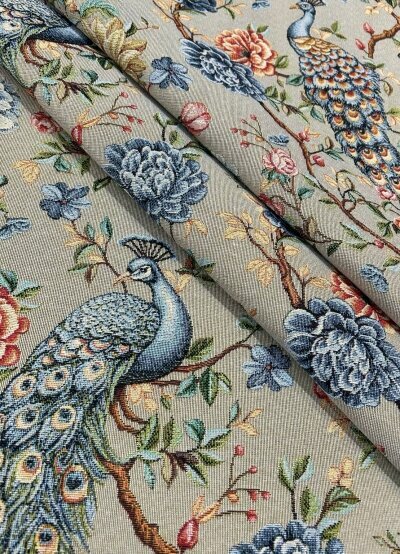 Ткань для штор и мебели, 280*100см Камден цвет 2, цветы, птицы, гобелен