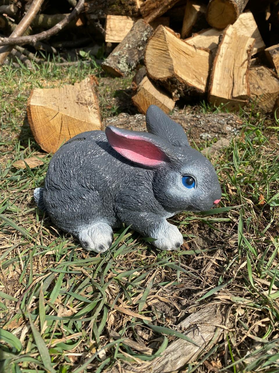 Фигура декоративная садовая Зайка высота 13 см, декор для сада, дачи и огорода на газон