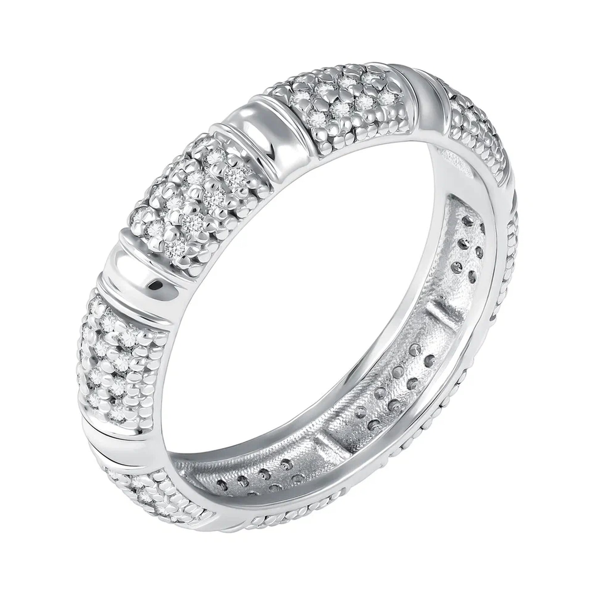 Кольцо, серебро, 925 проба, родирование, фианит