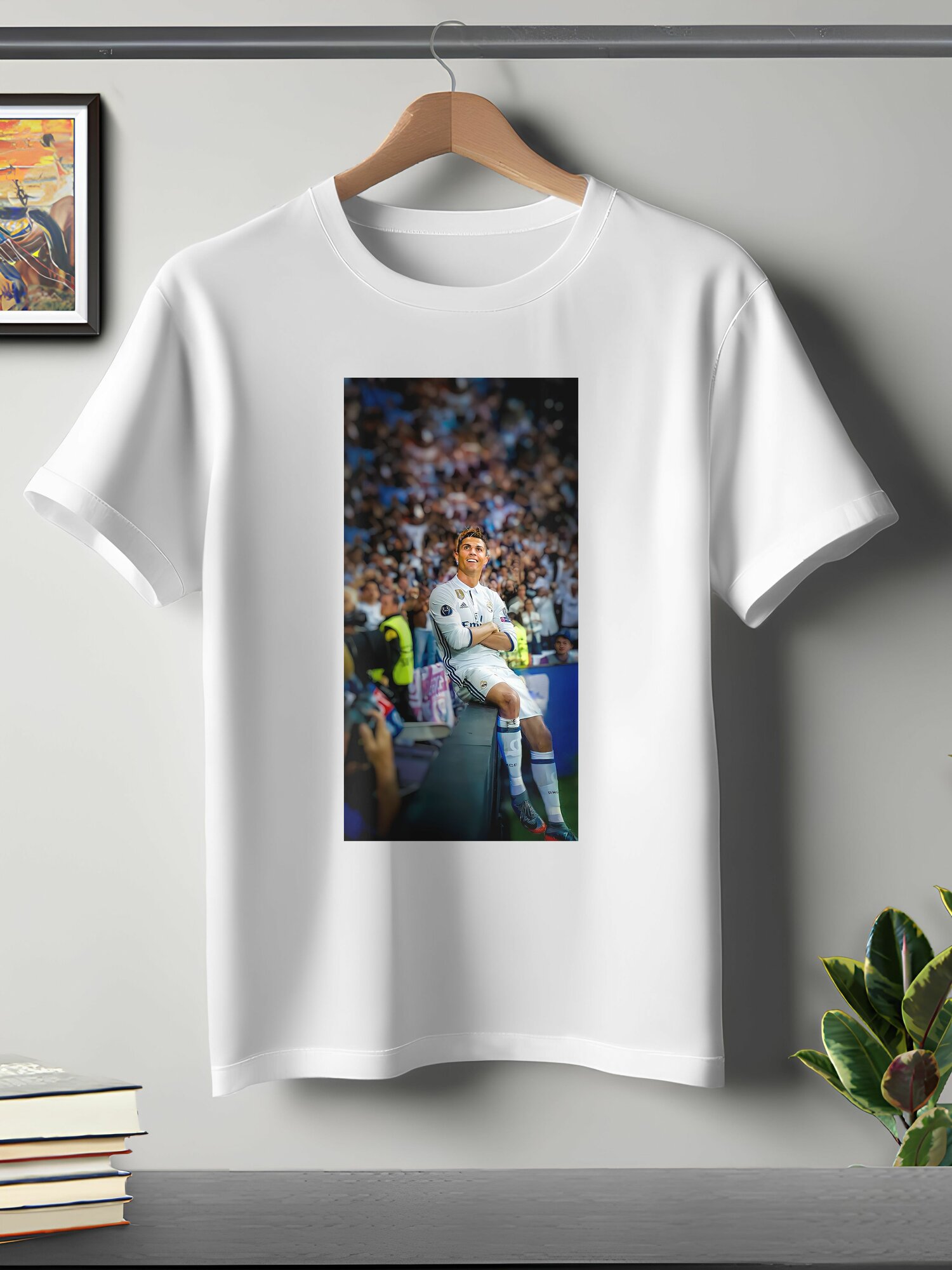 Футболка ONEQ унисекс 46-48 (M) размер с принтом Cristiano Ronaldo, белая