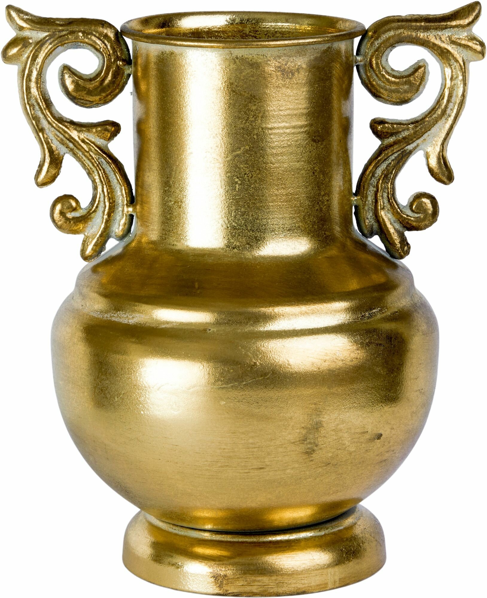 Ваза металлическая с ручками 22х18х26 см золотистая для сухоцветов