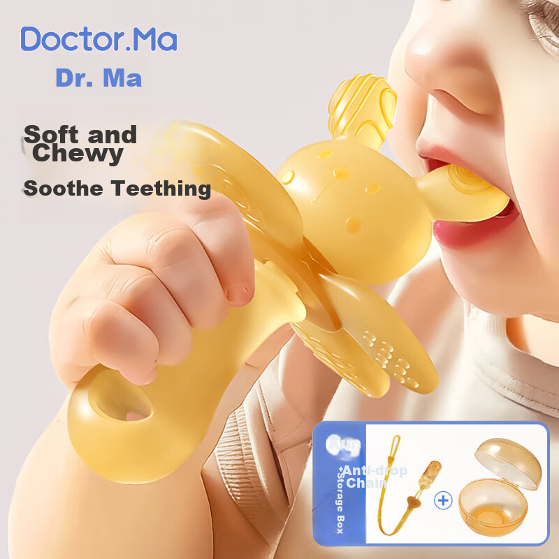 Dr. Ma Baby Teether, 3-6 Months, Anti-Thumb Sucking, Mushroom Teether, Oral Stage, Chewable Rabbit