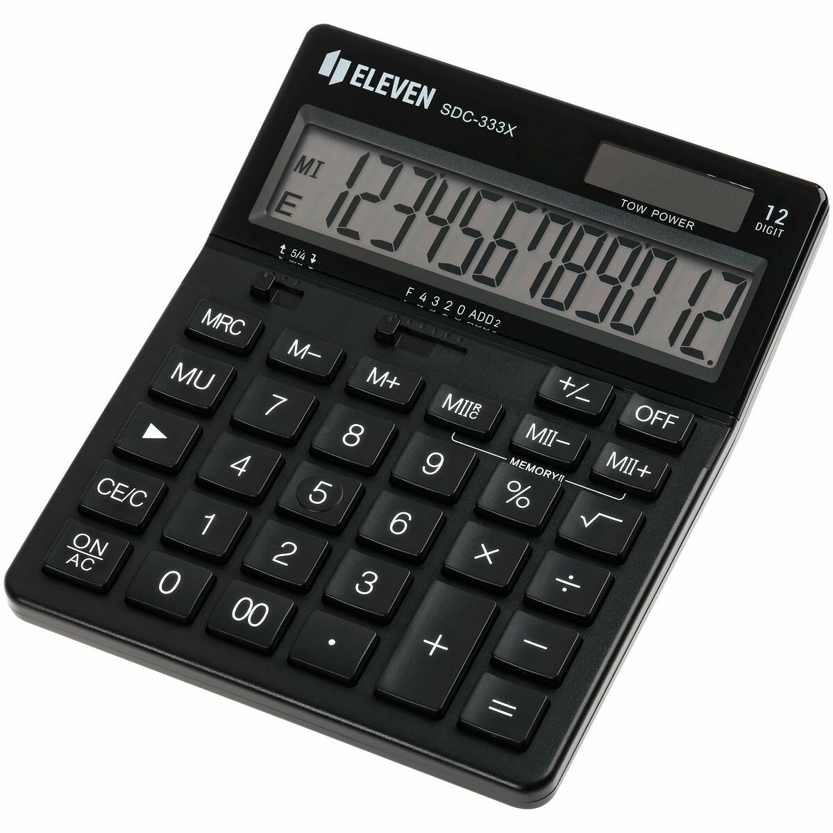 Калькулятор настольный Eleven SDC-333X-BK, 12-разрядный, двойное питание, черный (SDC-333X-BK), 20шт.