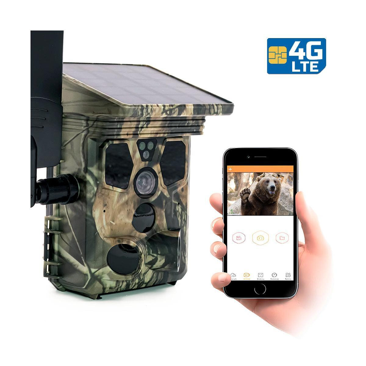 Уличная 2К/4G фотоловушка Филин HC-603 Pro (2К/4G) (K6215RU) с солнечной панелью, с SIM картой и невидимой ИК подсветкой. Облако, 3 аккумулятора 1865