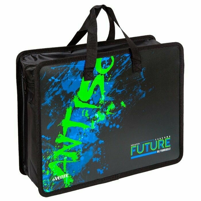 Сумка папка для тетрадей deVente "Label. Future", А4, на молнии, из пластика, с текстильным расширением 10см