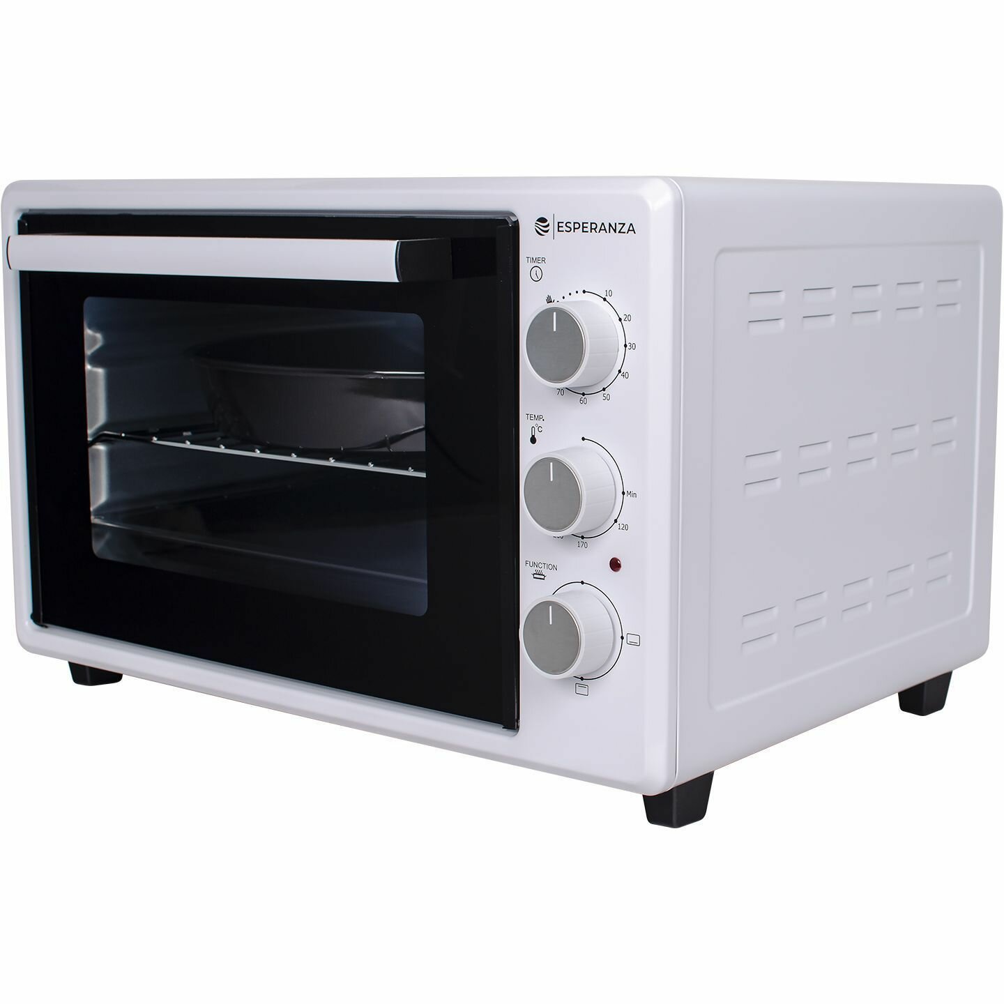 Духовка электрическая настольная ESPERANZA TO-38 W, объем 38 л, 2 противня, 3 режима приготовления, белый