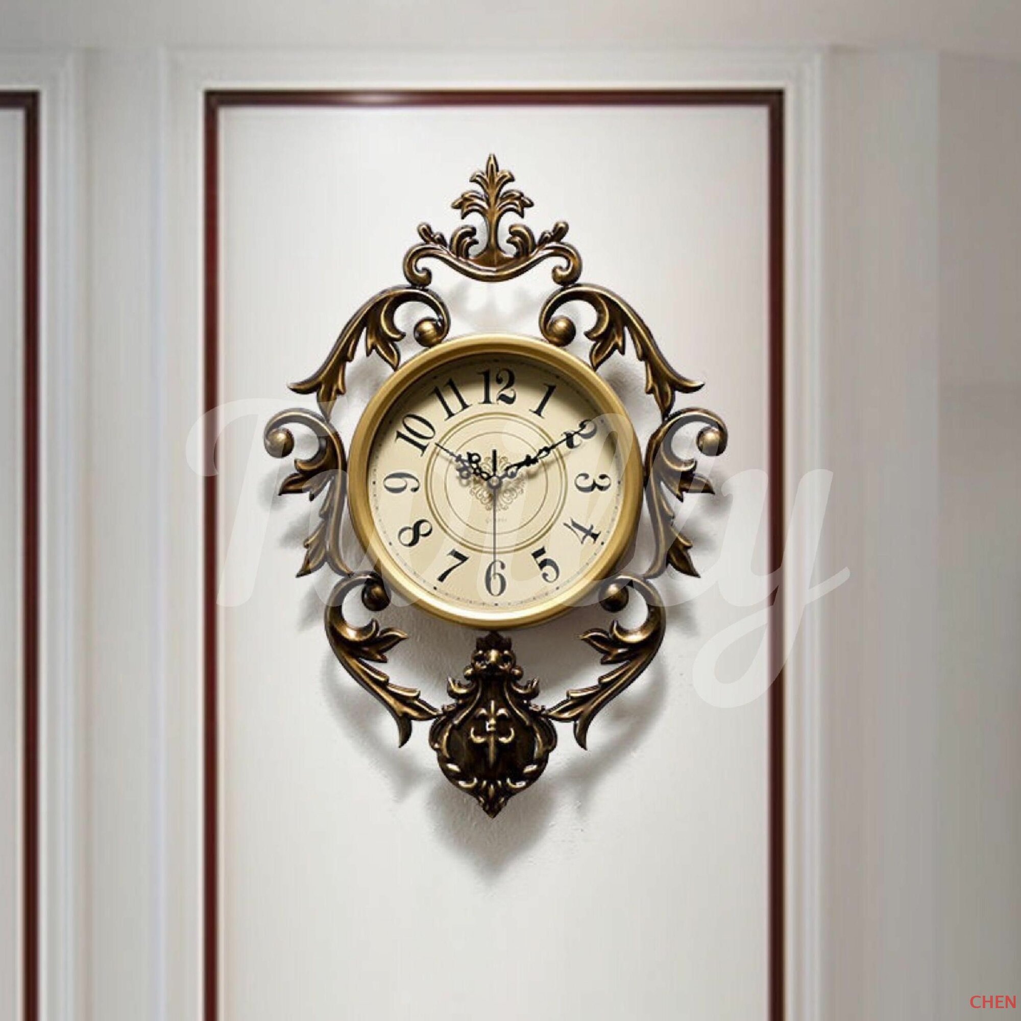 Настенные часы "Изящество", алюминий, бесшумный механизм, бронзовая отделка