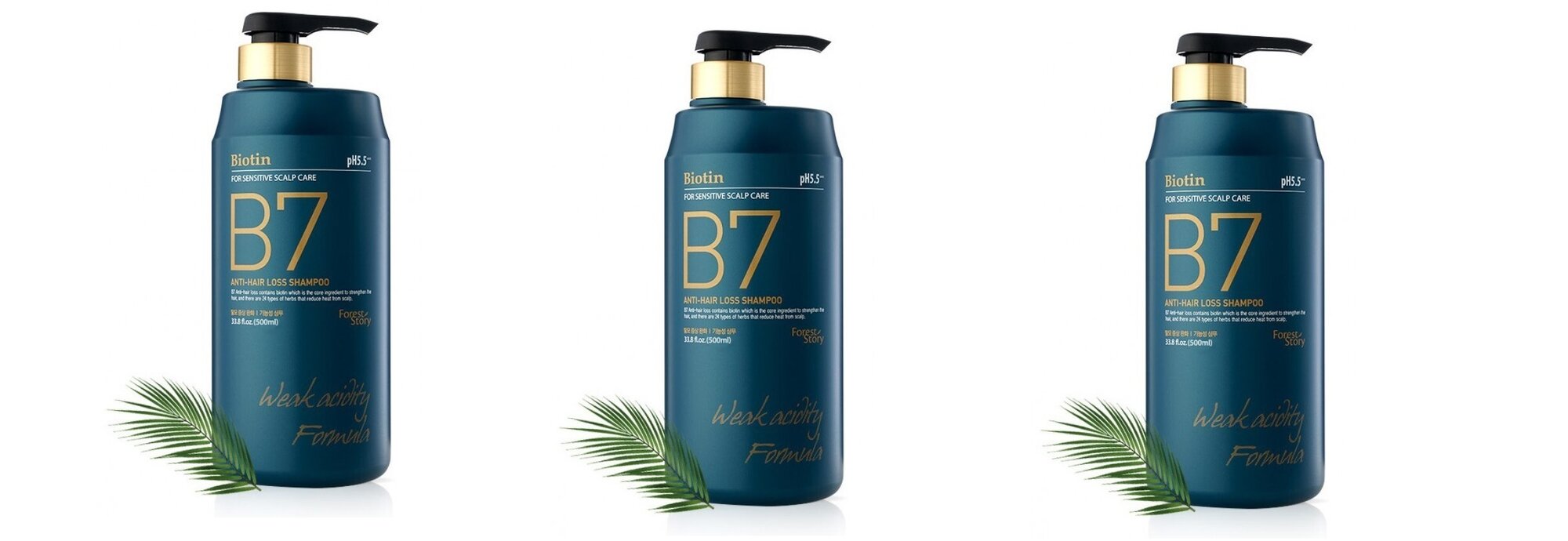 Шампунь Welcos для волос Forest Story B7 Anti Hair Loss Shampoo, против выпадения с биотином, 500мл, 3 шт