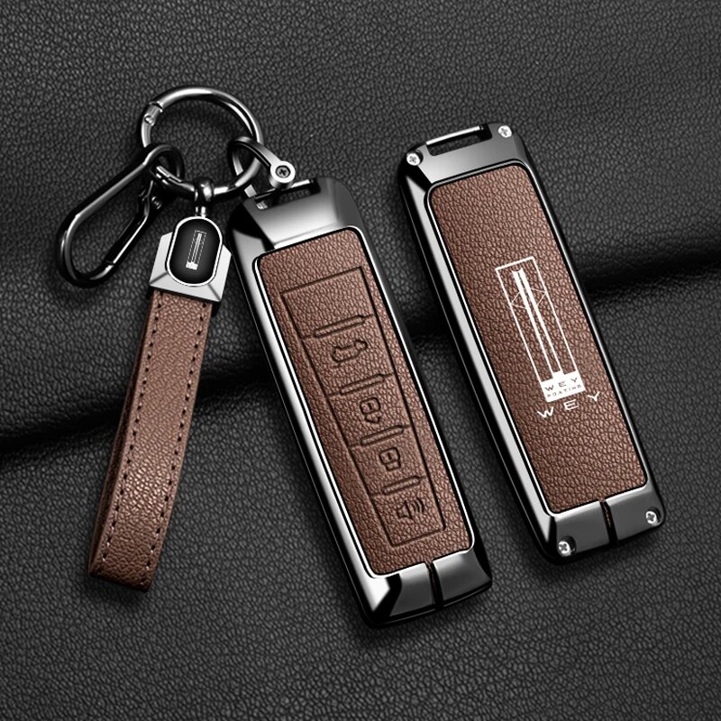 Кожаный чехол для автомобильного ключа из сплава для Great Wall WEY Coffee 01 02 Tank 300 VV5 VV6 2023 VV7 A1 A3 A4 A5 A7 A8 Защитный брелок D -2