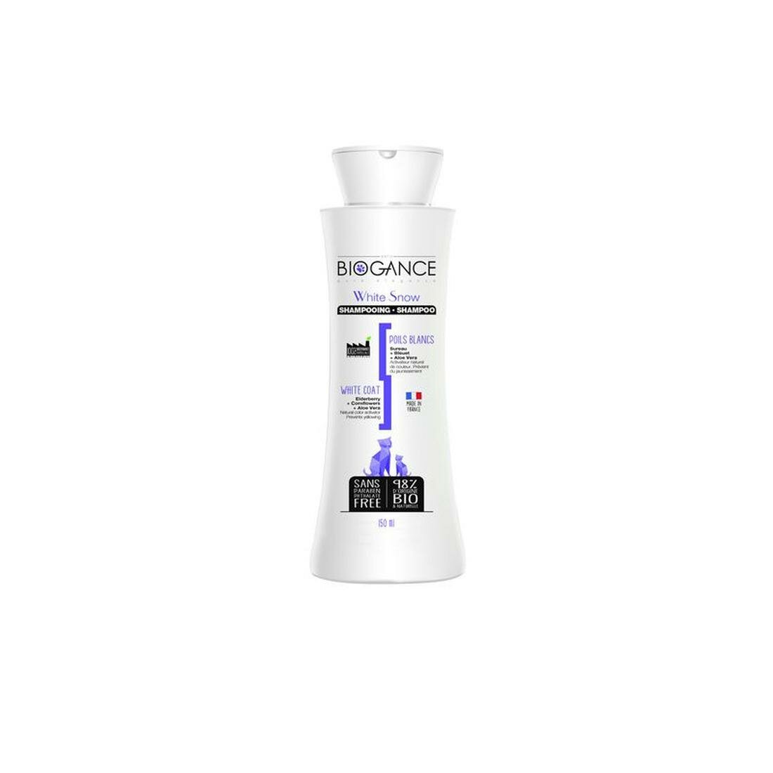 Натуральный био-шампунь для кошек Biogance White Snow, с белой и светлой шерстью - 150 мл