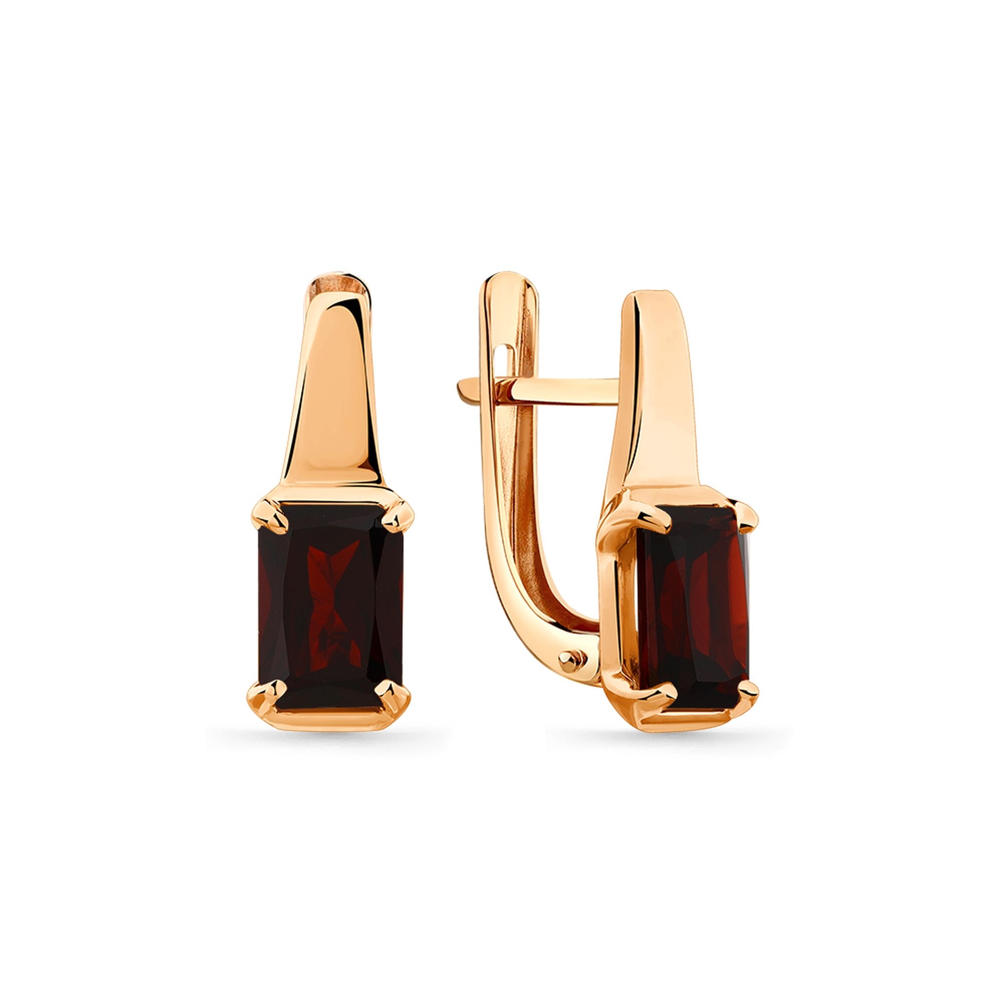 Серьги, красное золото, 585 проба, гранат