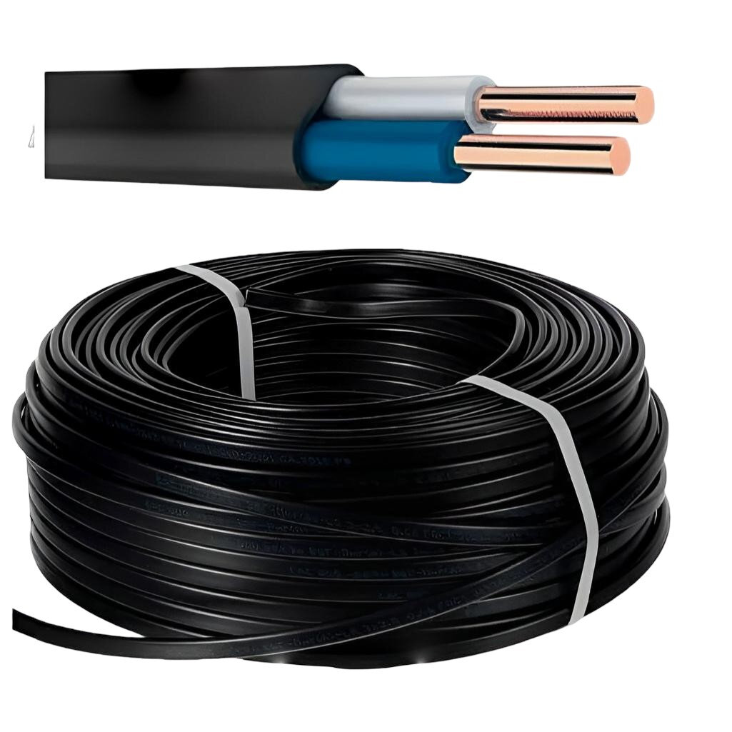 Кабель силовой ВВГ Москабель 2х4.0 кв. мм, установочный, черный, длина 1 метр