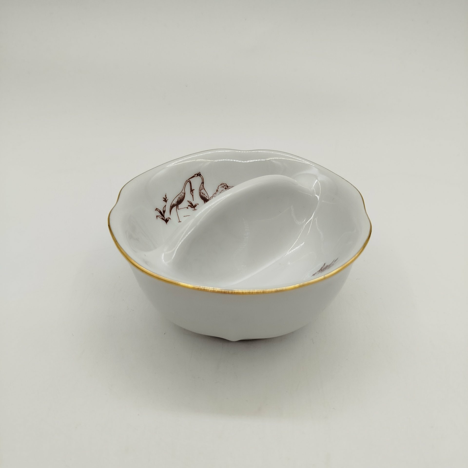 Солонка двухсекционная, фарфор, деколь, золочение, Европа, 1950-1970 гг.