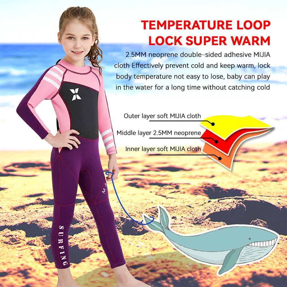 Детский гидрокостюм, цельный неопреновый купальник, солнцезащитный для серфинга, дайвинга, плавания, катания на лодке зимой