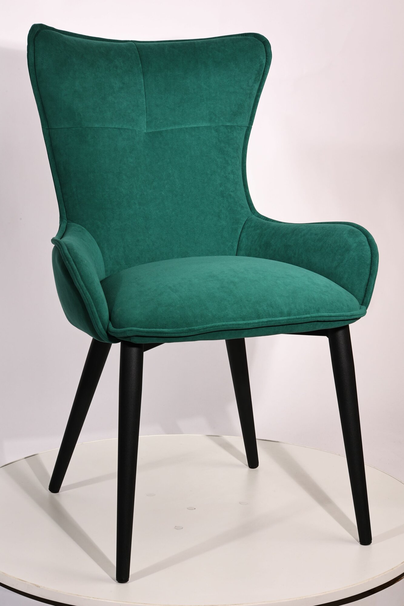 Стул кресло Лео, микровелюр, черные ножки, цвет малахит