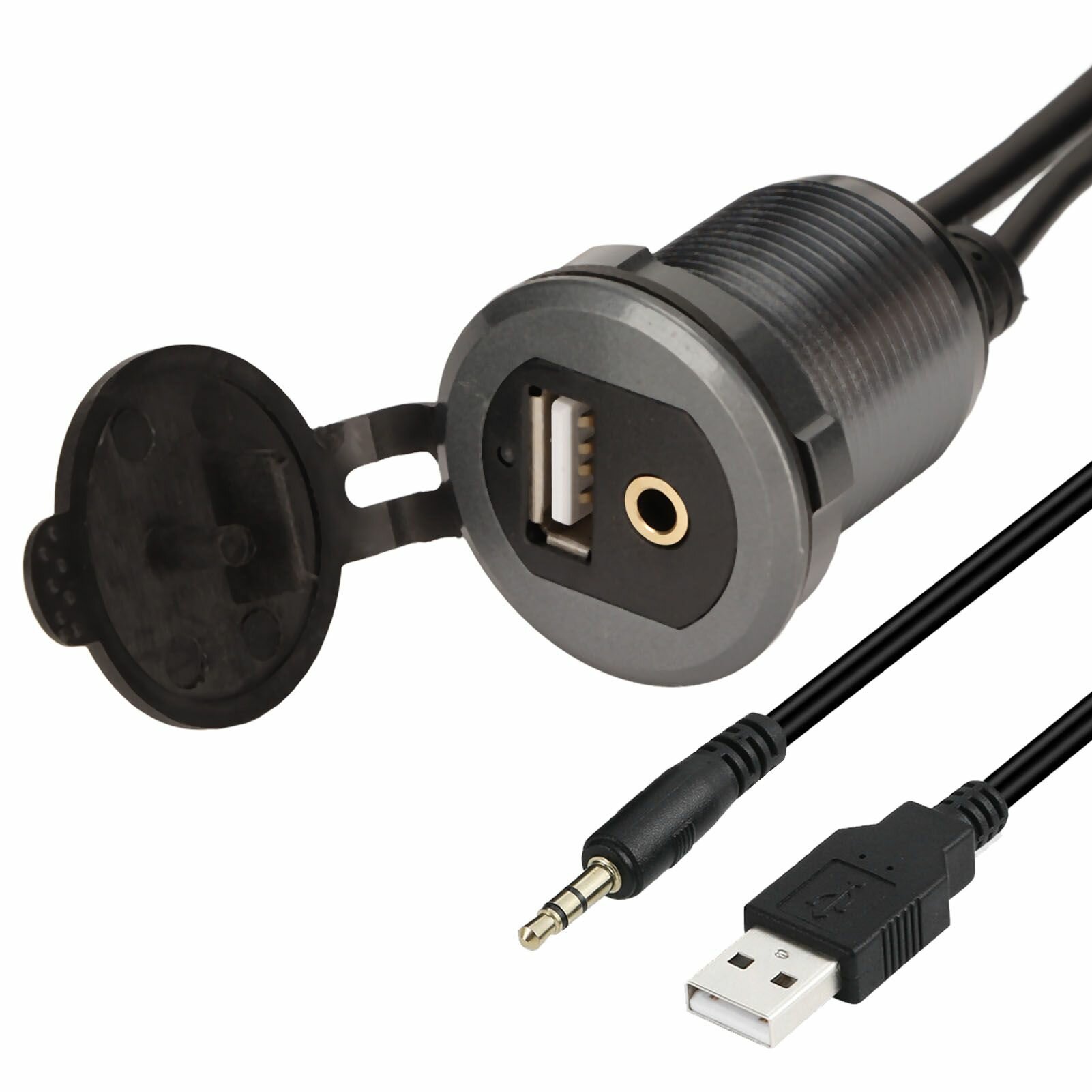 Автокабель с LED, USB/3.5 мм, для скрытого монтажа