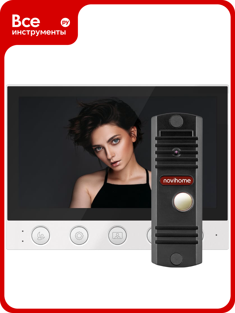 Комплект видеодомофона для дома, дачи, квартиры Novihome simple 7 kit: монитор и вызывная панель 4378