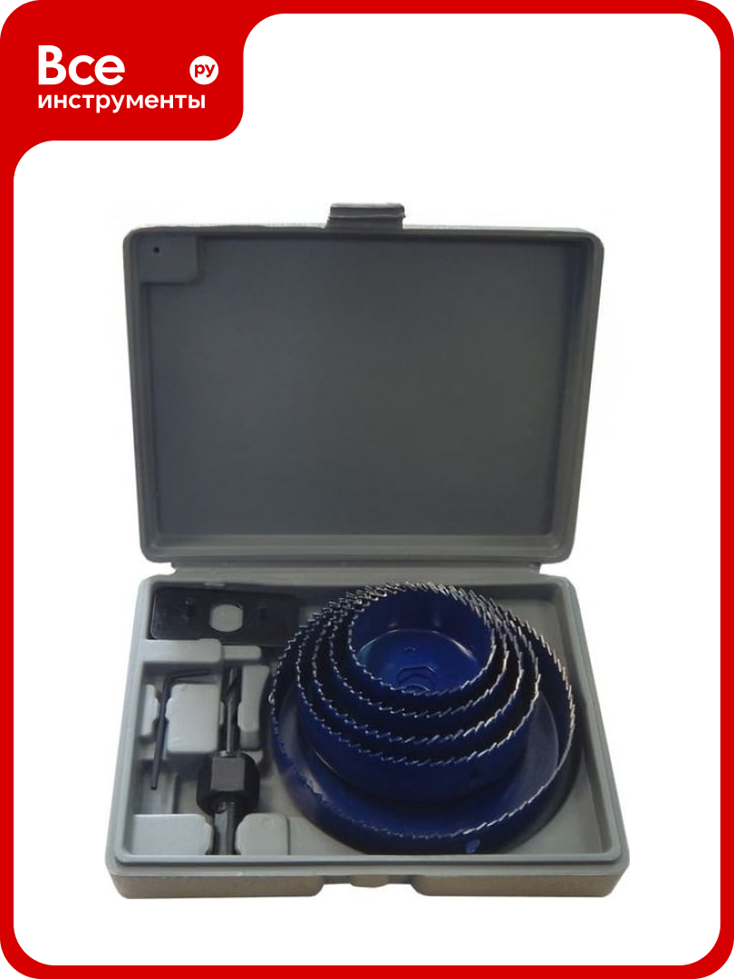 Набор пил кольцевых по дереву и пластику, 8 предметов, 64,76,89,102,127 мм, в пластиковом кейсе Forsage F-HS08