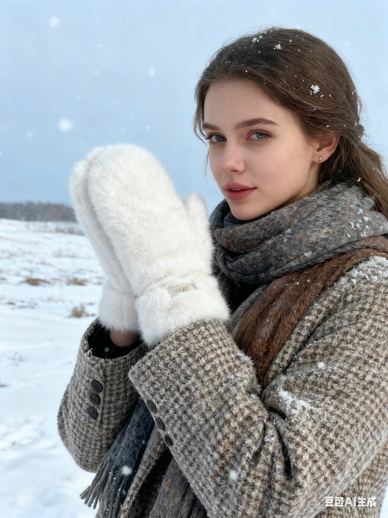 Варежки  для женщин, размер универсальный, белый