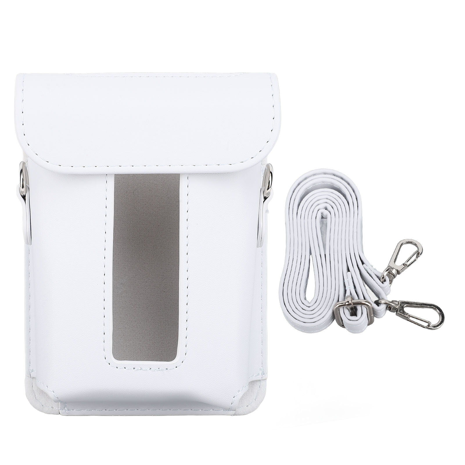 Carrying Case for Link 3 PU Smartphone Printer Protective Case Cover Storage Bag with Shoulder Strap for Travel White