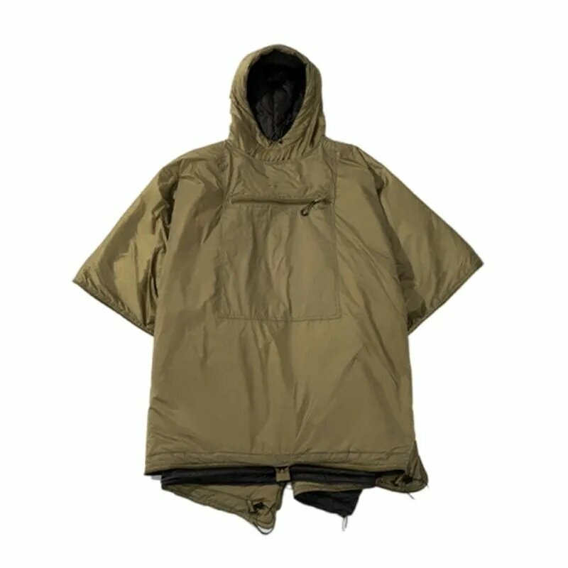 (1шт) Многофункциональный носимый спальный мешок для кемпинга на открытом воздухе с защитой от холода-Оливковое масло зеленого цвета