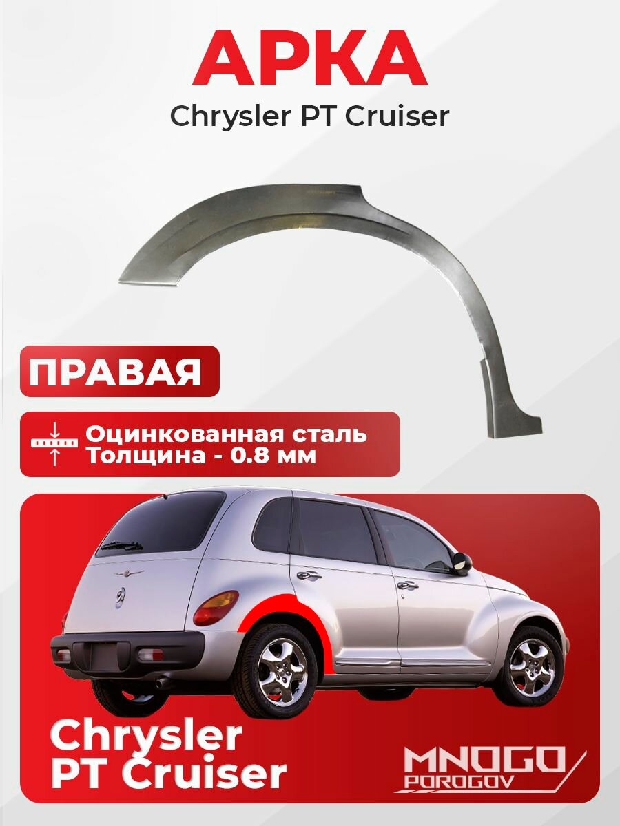Задняя правая арка на Chrysler PT Cruiser универсал 4 дв. 2000-2010 оцинкованная сталь, толщина 0,8 мм (Крайслер ПТ Крузер), . кузовной ремонт.