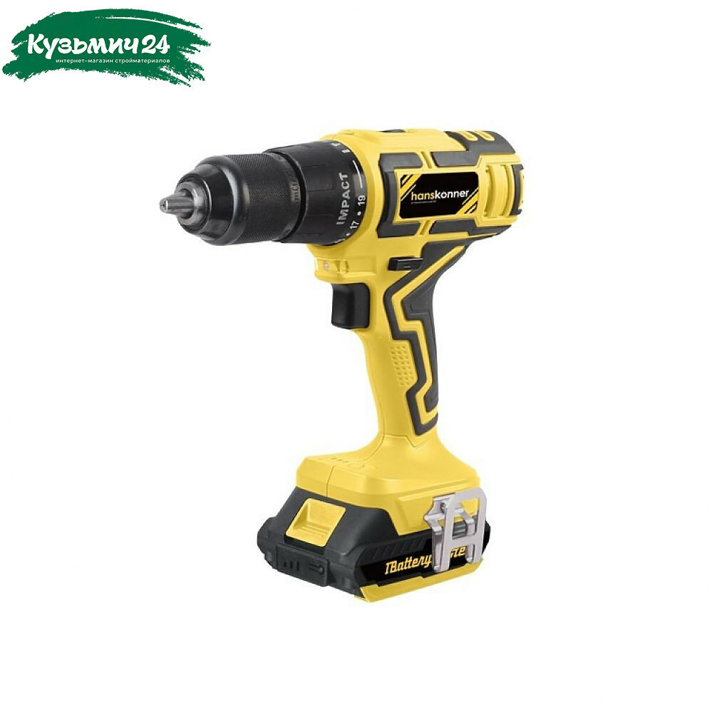 Аккумуляторный шуруповерт Hanskonner HCD1855RI 1BatterySystem, 1 шт.