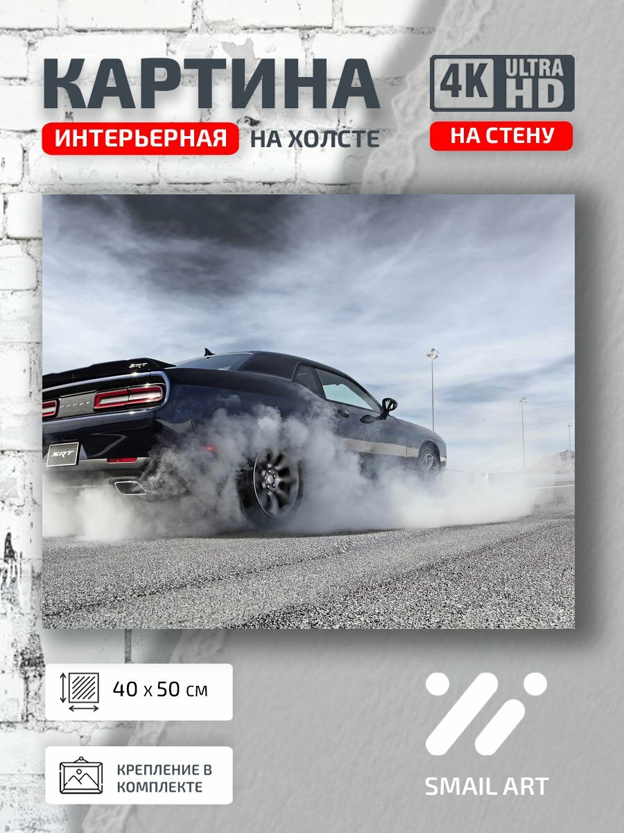 Картина на холсте интерьерная 40 на 50 на стену Дым Car для киномана авто дизайн интерьер